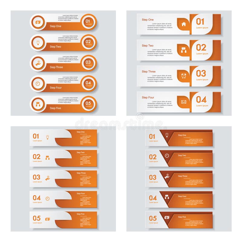 Collection of 4 Orange Color Template/graphic or Website Layout. Vector ...