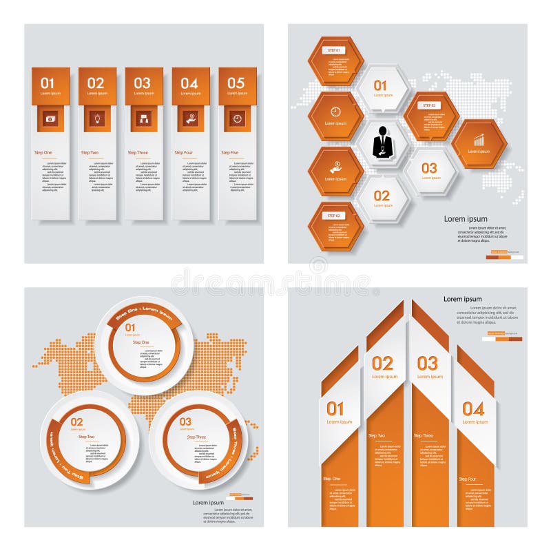 Collection of 4 Orange Color Template/graphic or Website Layout. Vector ...