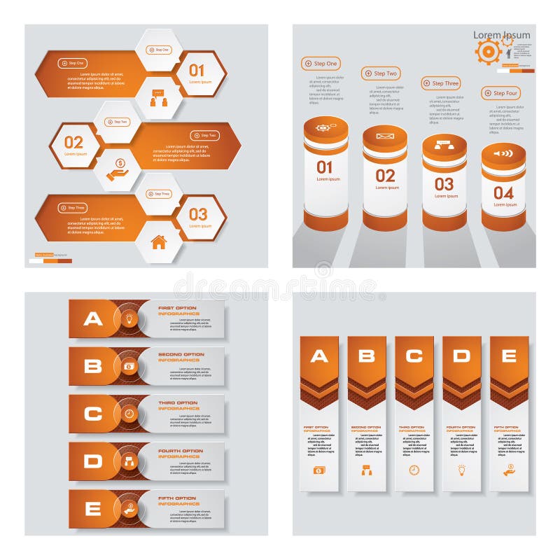 Collection of 4 Orange Color Template/graphic or Website Layout. Vector ...