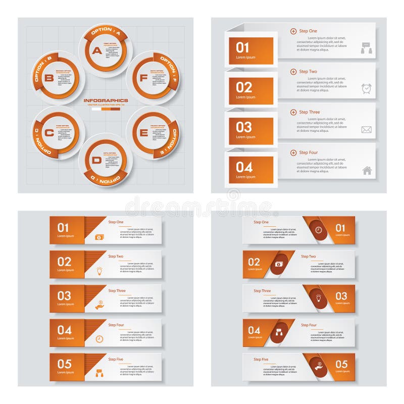 Collection of 4 Orange Color Template/graphic or Website Layout. Vector ...