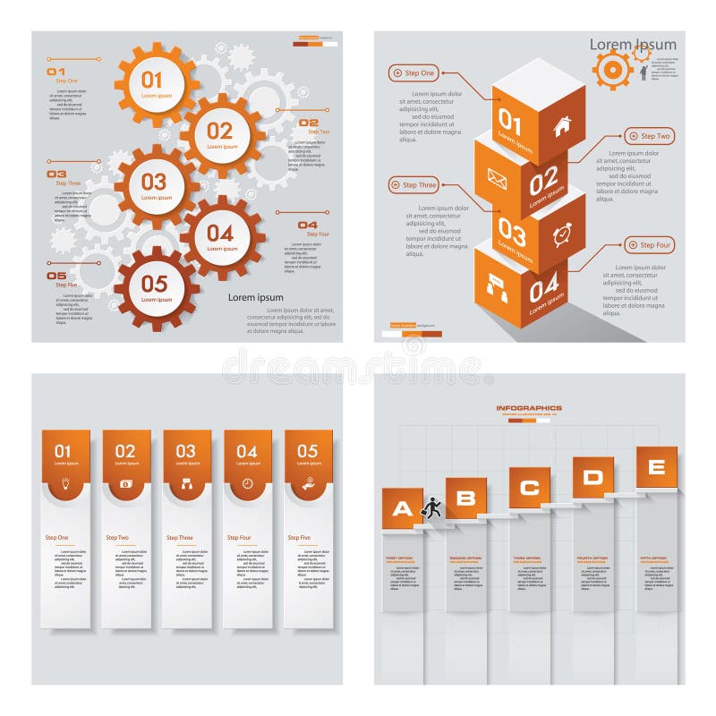 Collection of 4 Orange Color Template/graphic or Website Layout. Vector ...