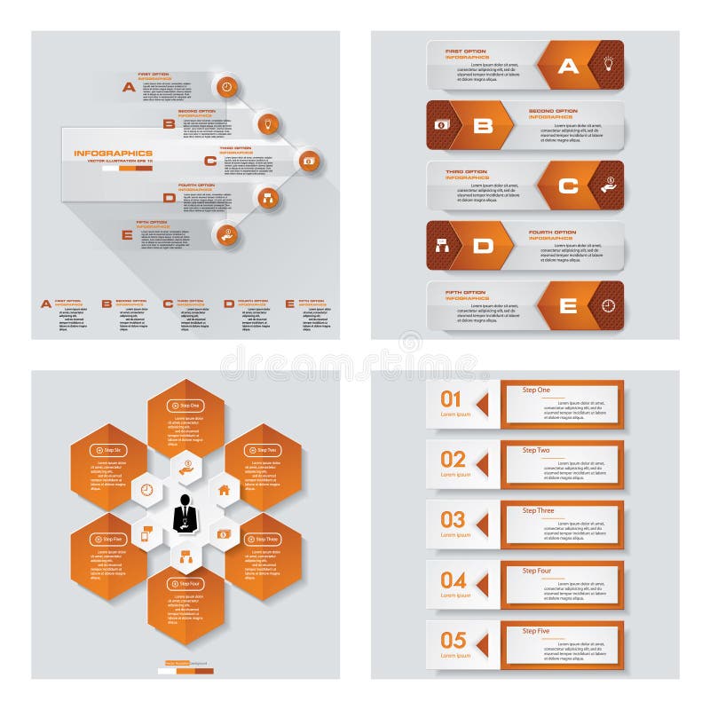 Collection of 4 Orange Color Template/graphic or Website Layout. Vector ...