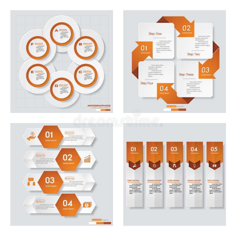 Collection of 4 Orange Color Template/graphic or Website Layout. Vector ...