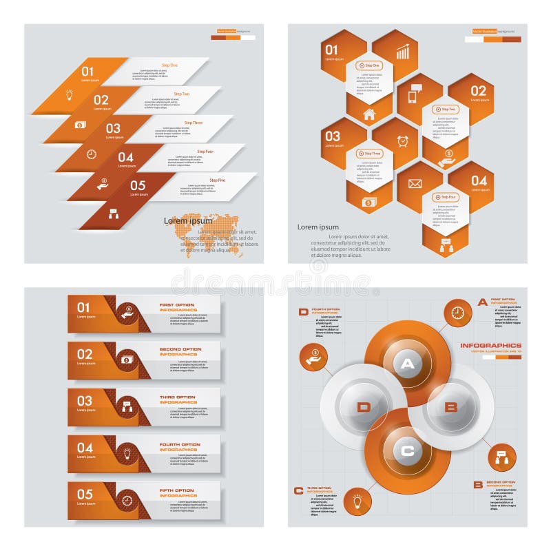 Collection of 4 Orange Color Template/graphic or Website Layout. Vector ...