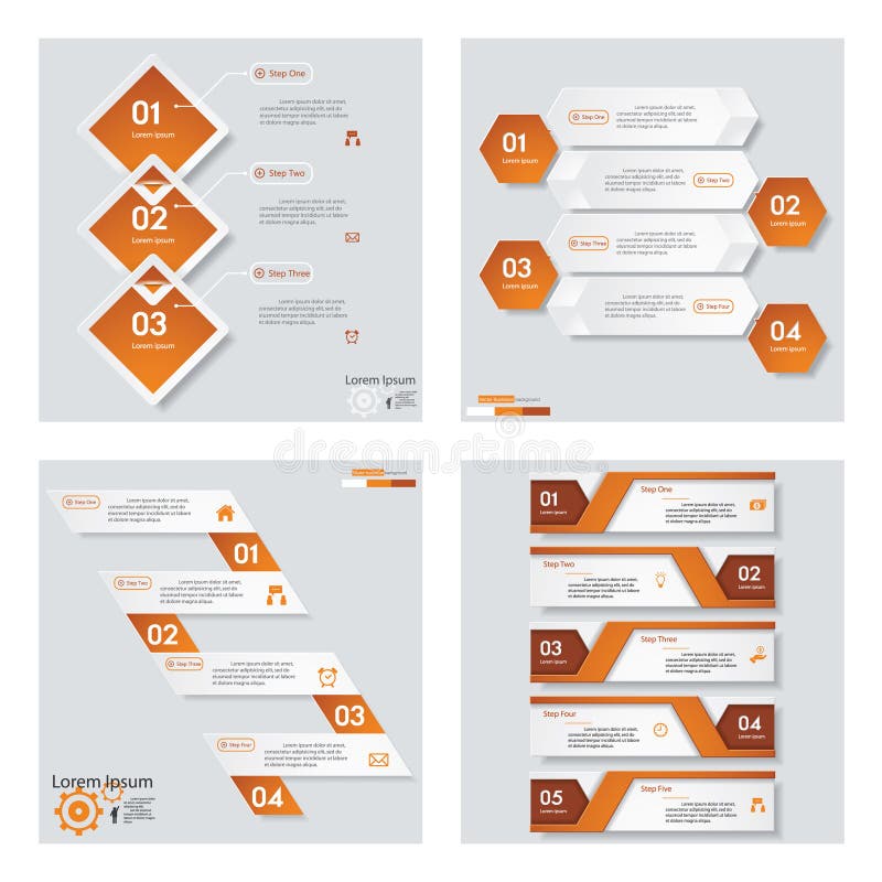 Collection of 4 Orange Color Template/graphic or Website Layout. Vector ...