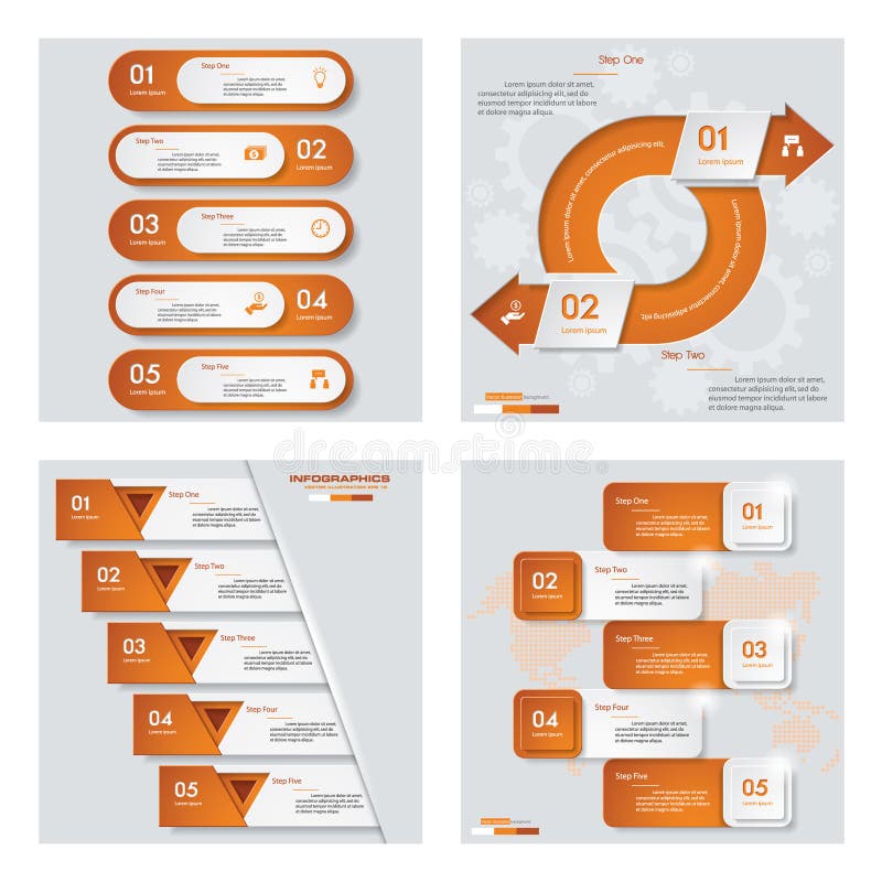 Collection of 4 Orange Color Template/graphic or Website Layout. Vector ...