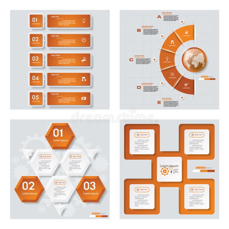 Collection of 4 Orange Color Template/graphic or Website Layout. Vector ...