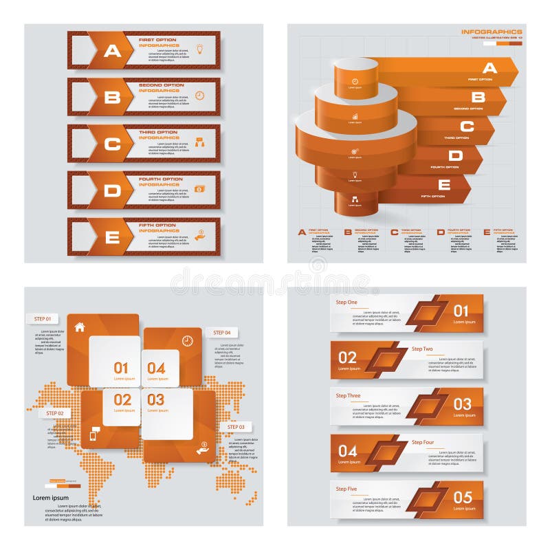Collection of 4 Orange Color Template/graphic or Website Layout. Vector ...