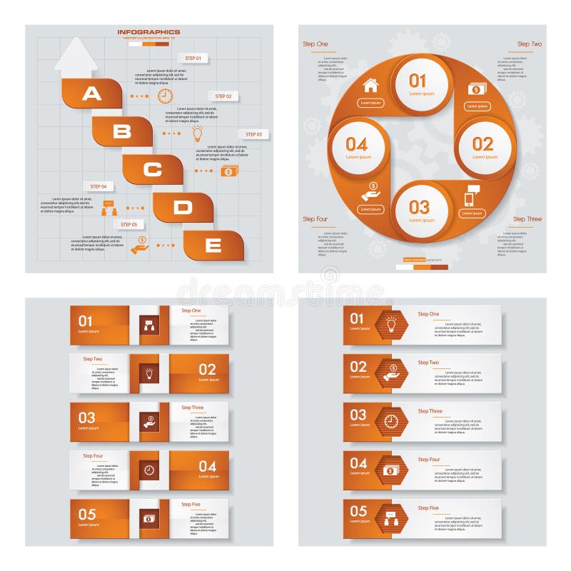 Collection of 4 Orange Color Template/graphic or Website Layout. Vector ...