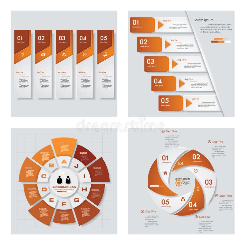 Collection of 4 Orange Color Template/graphic or Website Layout. Vector ...