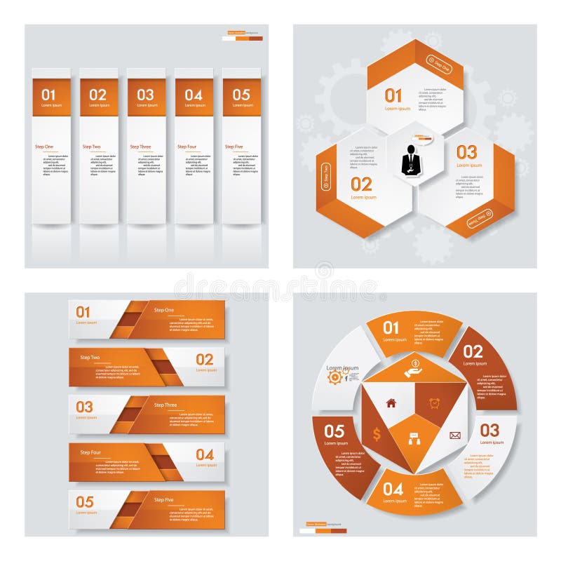 Collection of 4 Orange Color Template/graphic or Website Layout. Vector ...