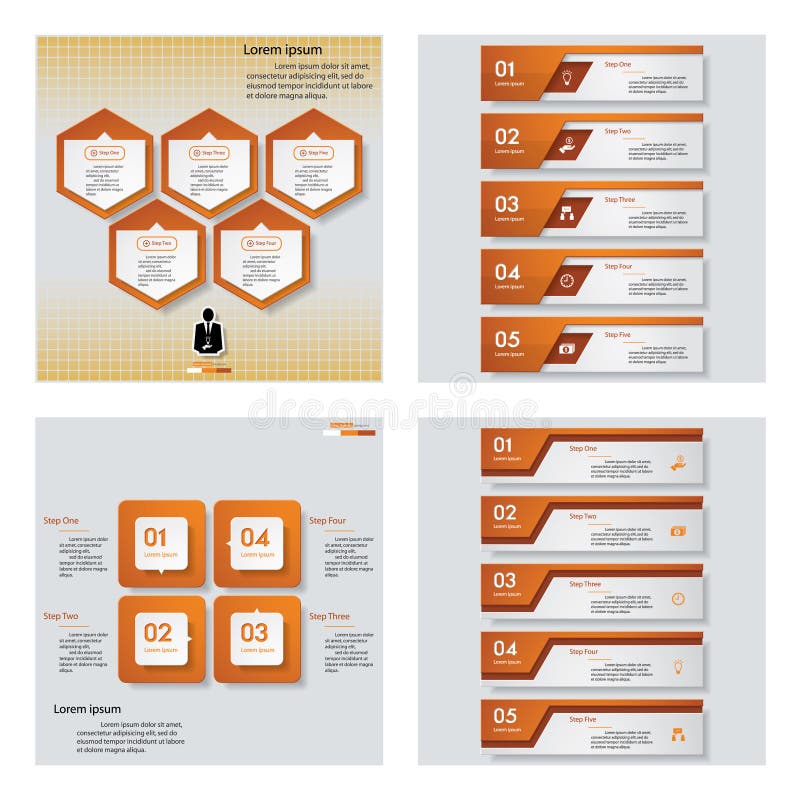 Collection of 4 Orange Color Template/graphic or Website Layout. Vector ...