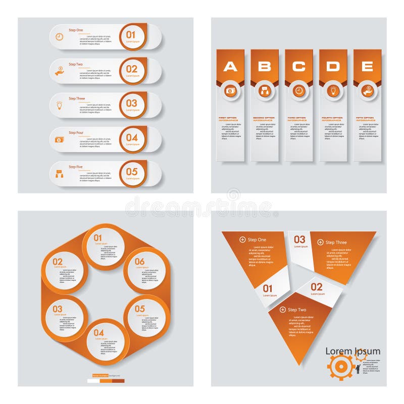 Collection of 4 Orange Color Template/graphic or Website Layout. Vector ...