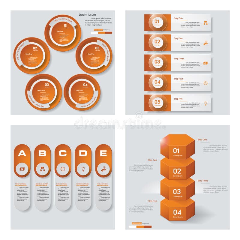 Collection of 4 Orange Color Template/graphic or Website Layout. Vector ...