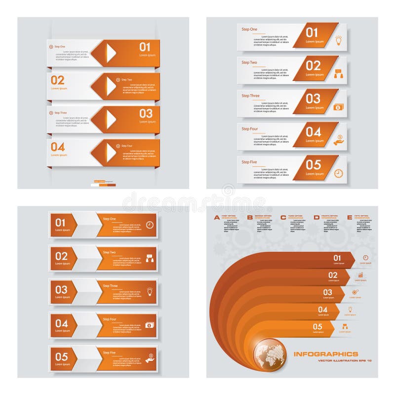 Collection of 4 Orange Color Template/graphic or Website Layout. Vector ...