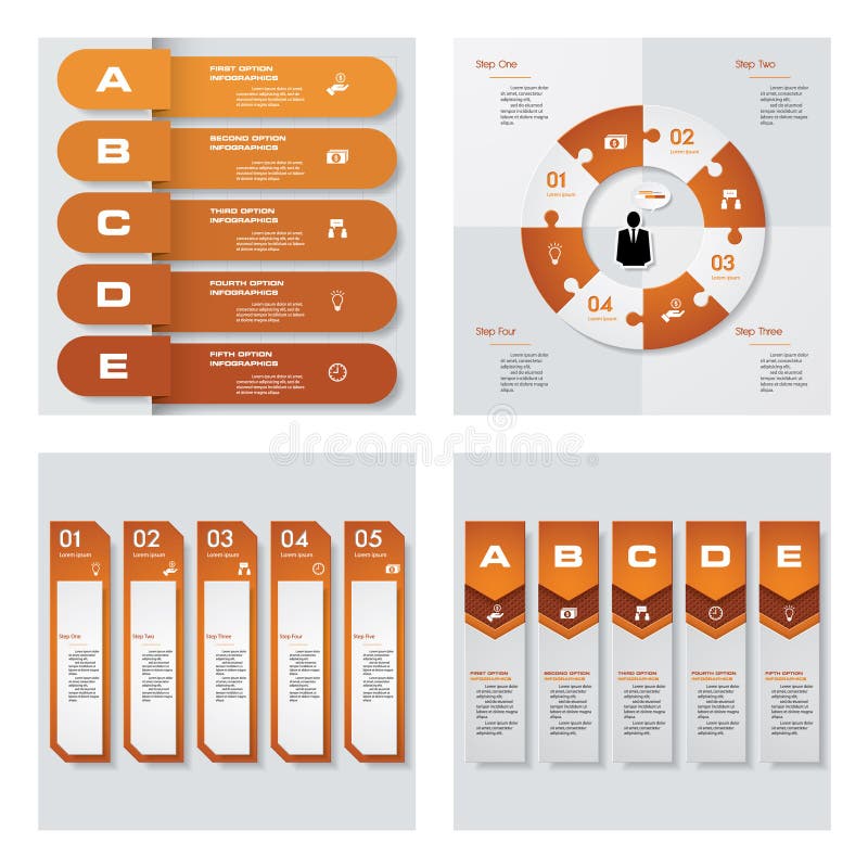 Collection of 4 Orange Color Template/graphic or Website Layout. Vector ...