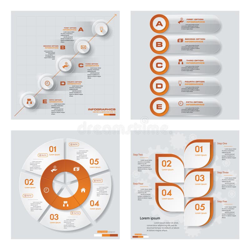 Collection of 4 Orange Color Template/graphic or Website Layout. Vector ...