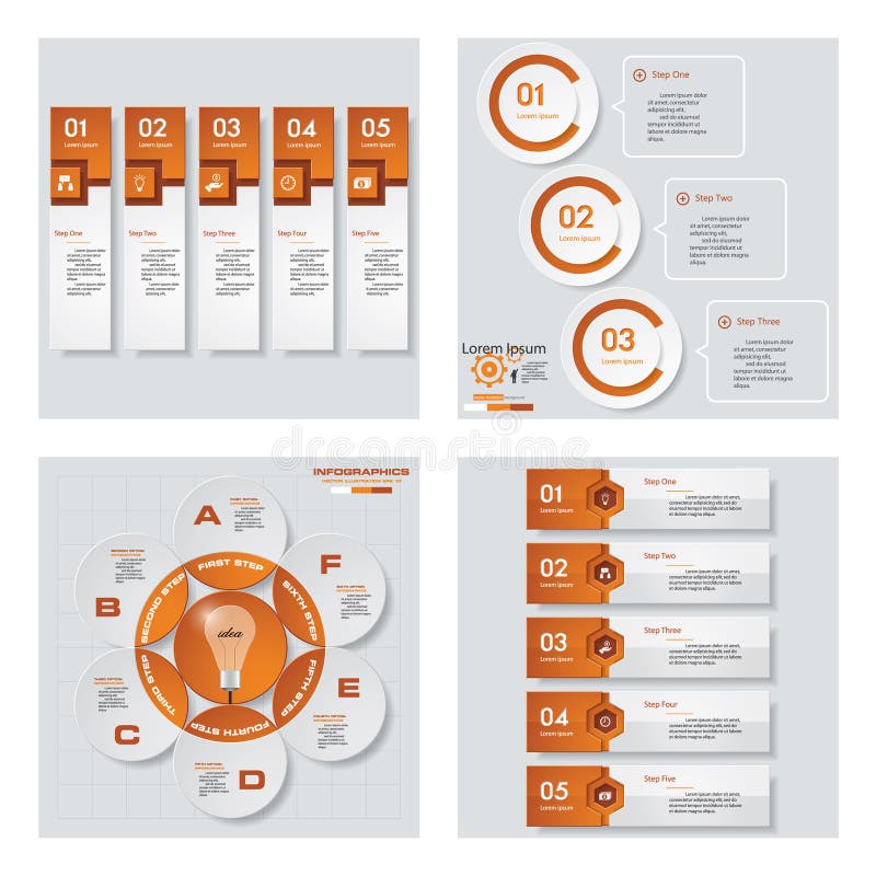 Collection of 4 Orange Color Template/graphic or Website Layout. Vector ...