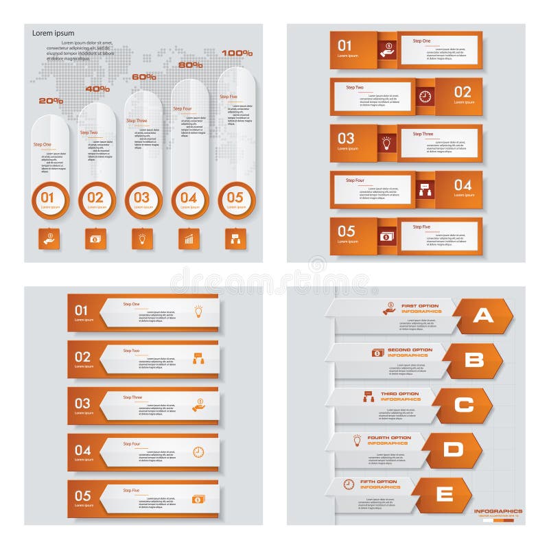Collection of 4 Orange Color Template/graphic or Website Layout. Vector ...