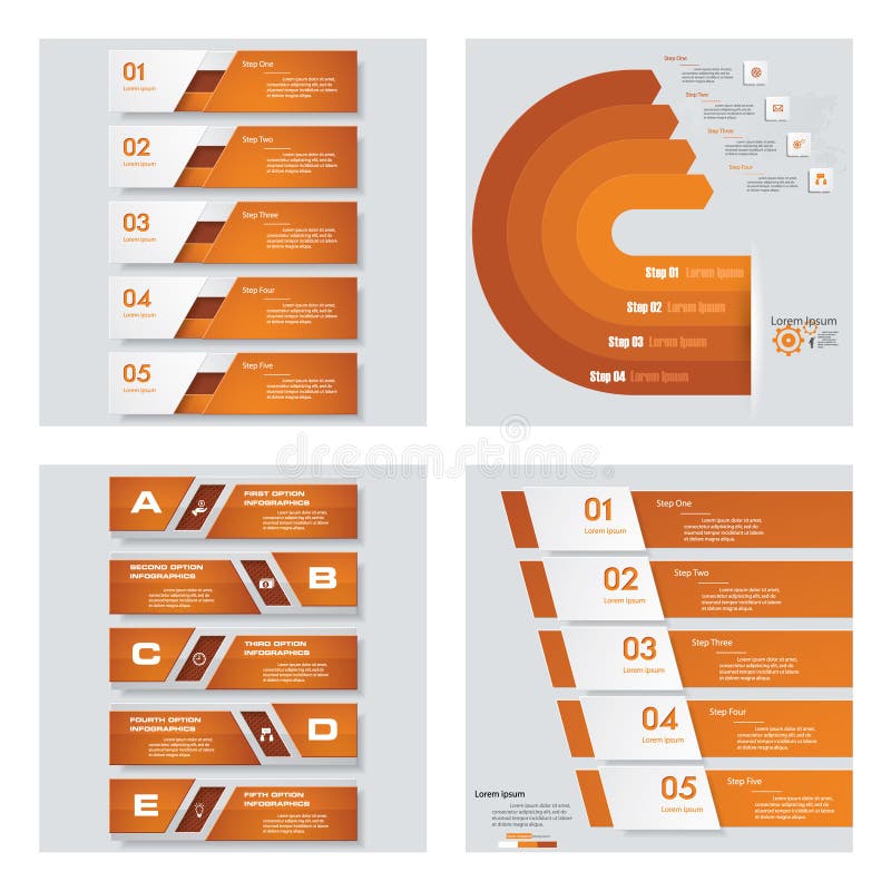 Collection of 4 Orange Color Template/graphic or Website Layout. Vector ...