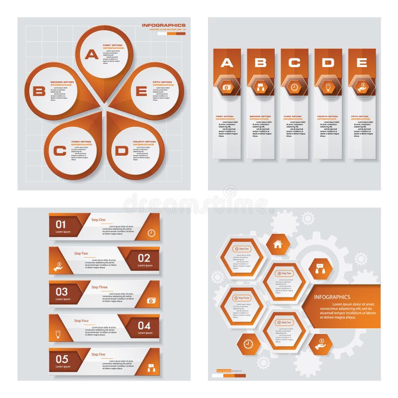 Collection of 4 Orange Color Template/graphic or Website Layout. Vector ...