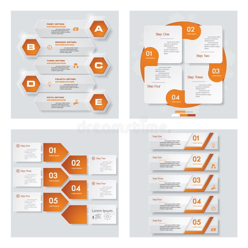 Collection of 4 Orange Color Template/graphic or Website Layout. Vector ...