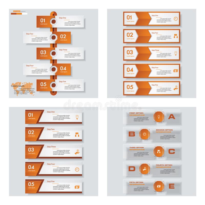 Collection of 4 Orange Color Template/graphic or Website Layout. Vector ...