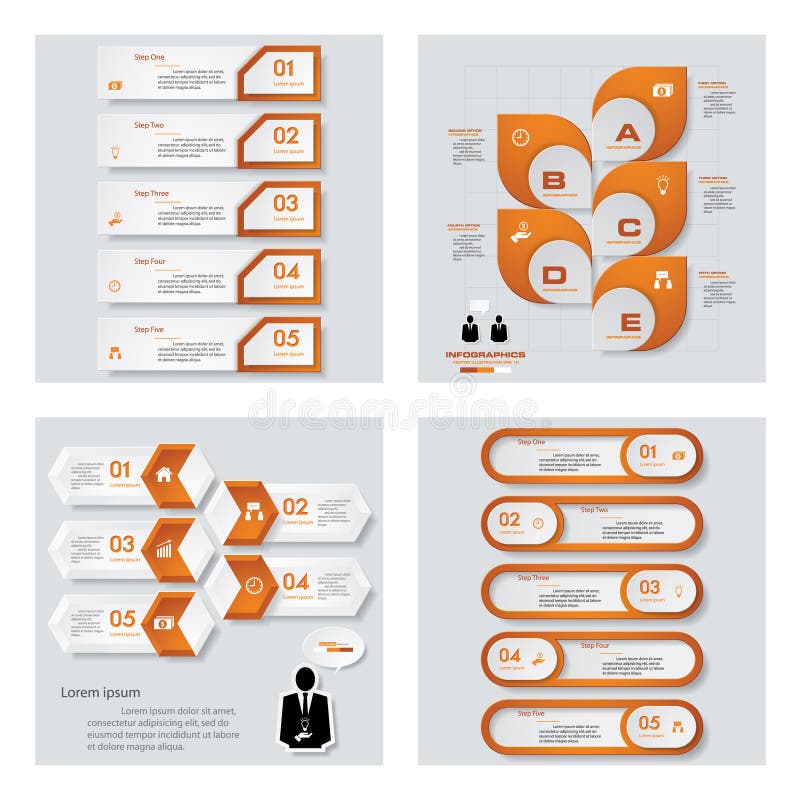 Collection of 4 Orange Color Template/graphic or Website Layout. Vector ...