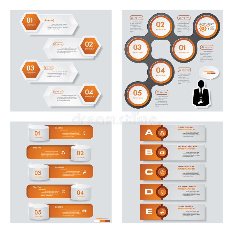 Collection of 4 Orange Color Template/graphic or Website Layout. Vector ...
