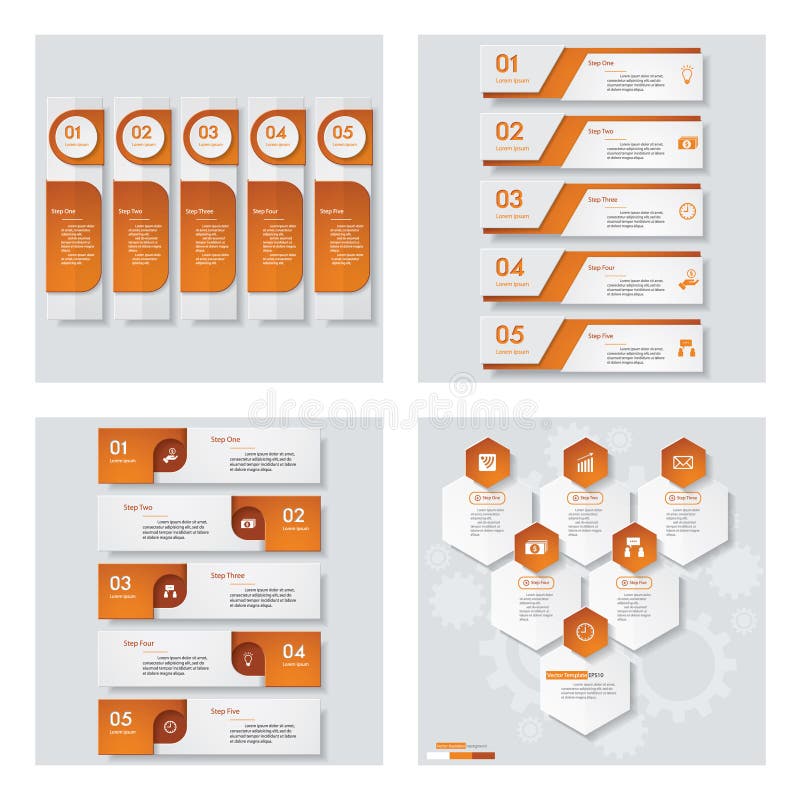 Collection of 4 Orange Color Template/graphic or Website Layout. Vector ...