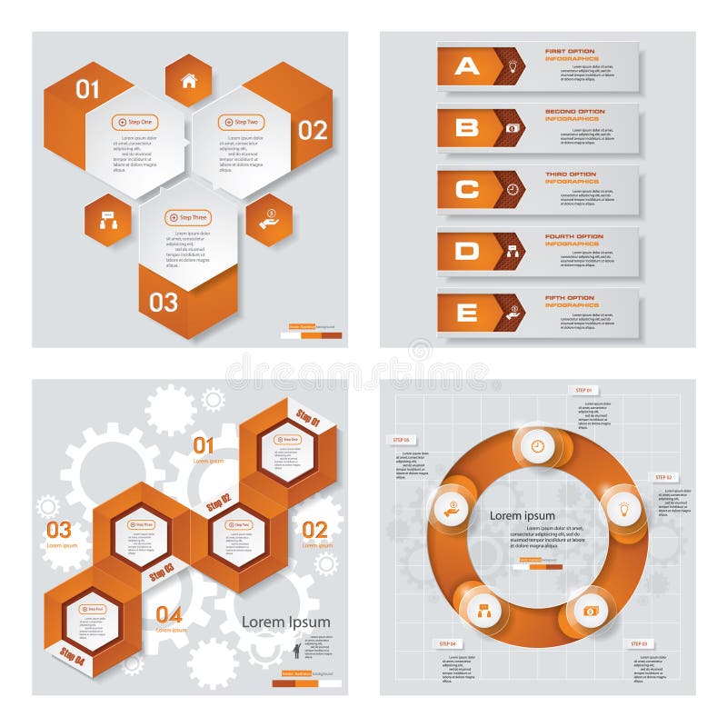 Collection of 4 Orange Color Template/graphic or Website Layout. Vector ...