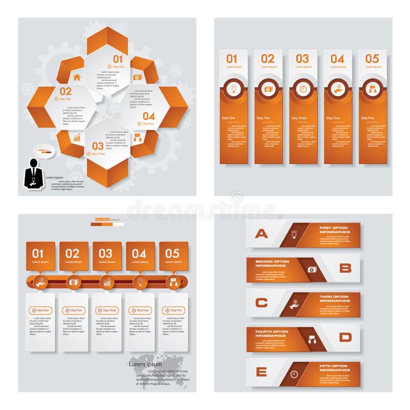 Collection of 4 Orange Color Template/graphic or Website Layout. Vector ...