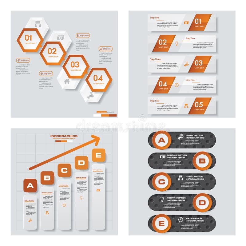 Collection of 4 Orange Color Template/graphic or Website Layout. Vector ...