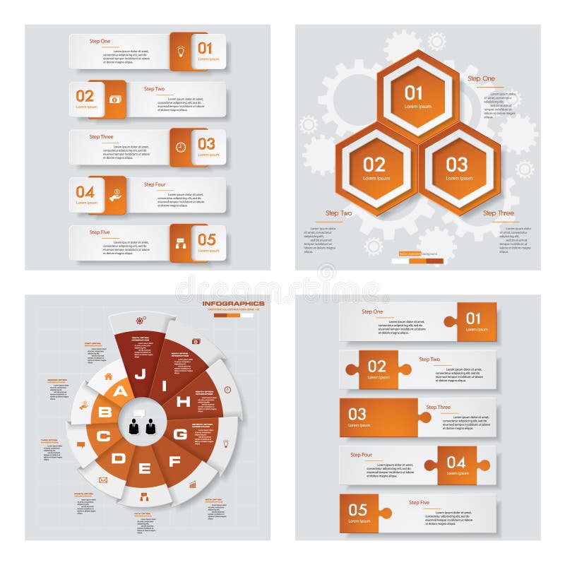 Collection of 4 Orange Color Template/graphic or Website Layout. Vector ...