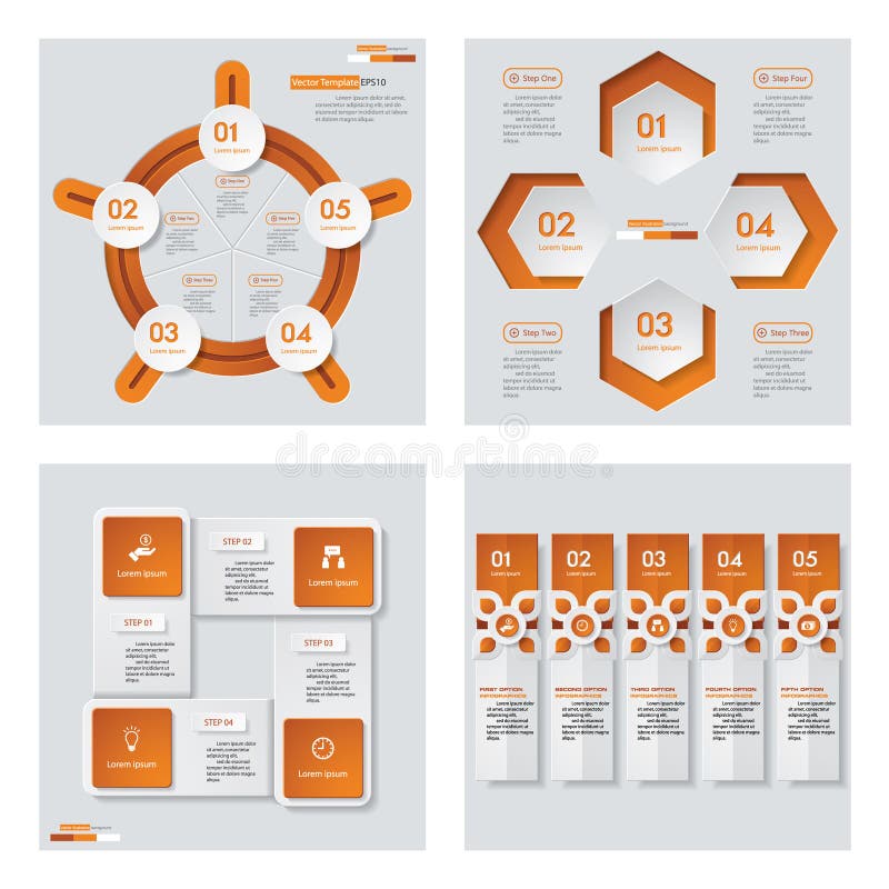 Collection of 4 Orange Color Template/graphic or Website Layout. Vector ...