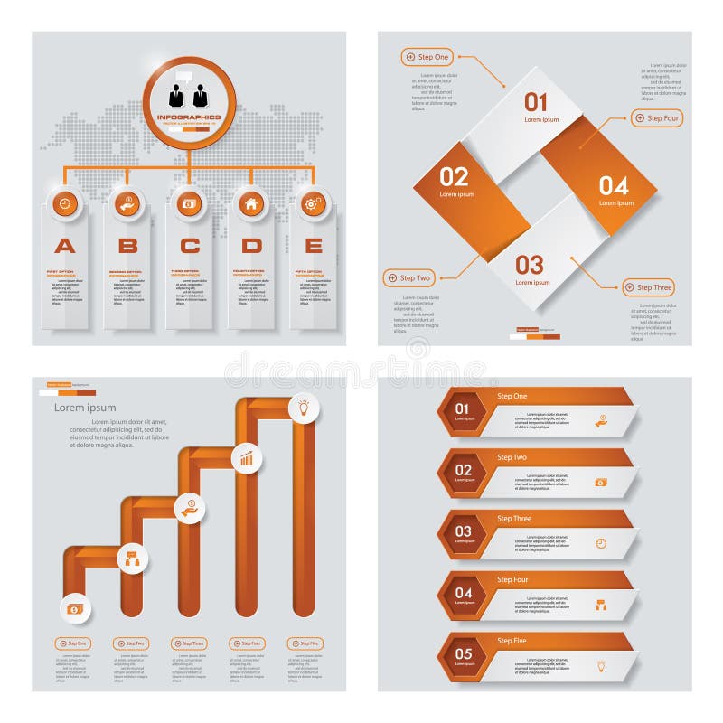 Collection of 4 Orange Color Template/graphic or Website Layout. Vector ...