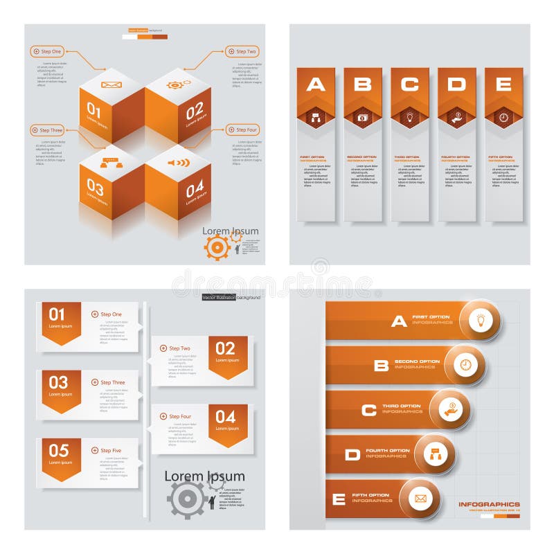 Collection of 4 Orange Color Template/graphic or Website Layout. Vector ...