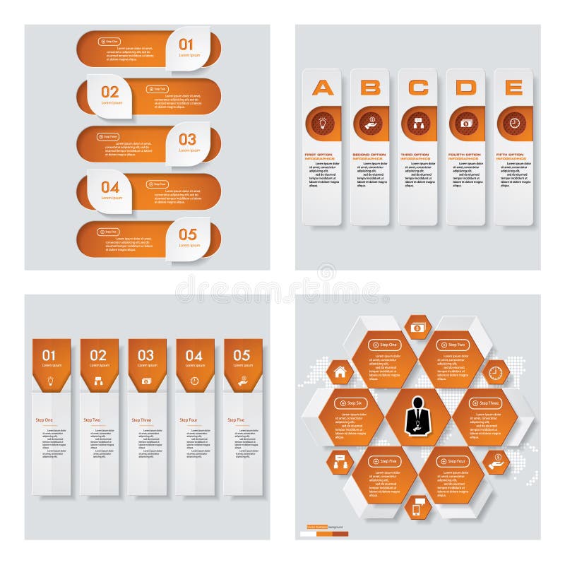 Collection of 4 Orange Color Template/graphic or Website Layout. Vector ...