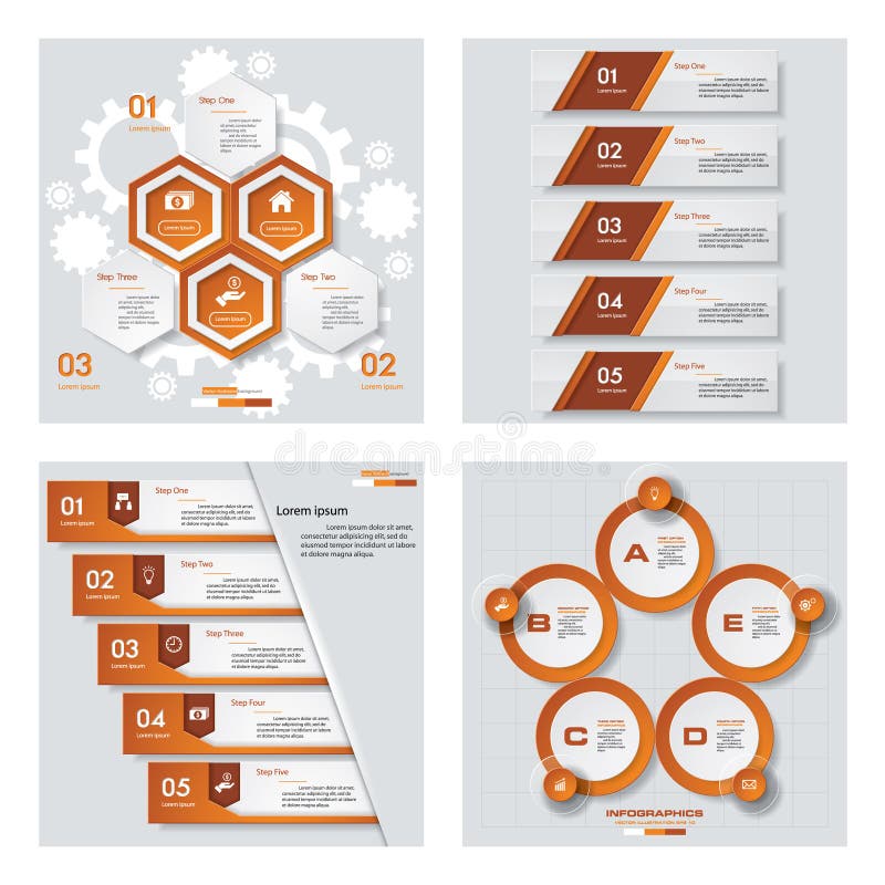Collection of 4 Orange Color Template/graphic or Website Layout. Vector ...