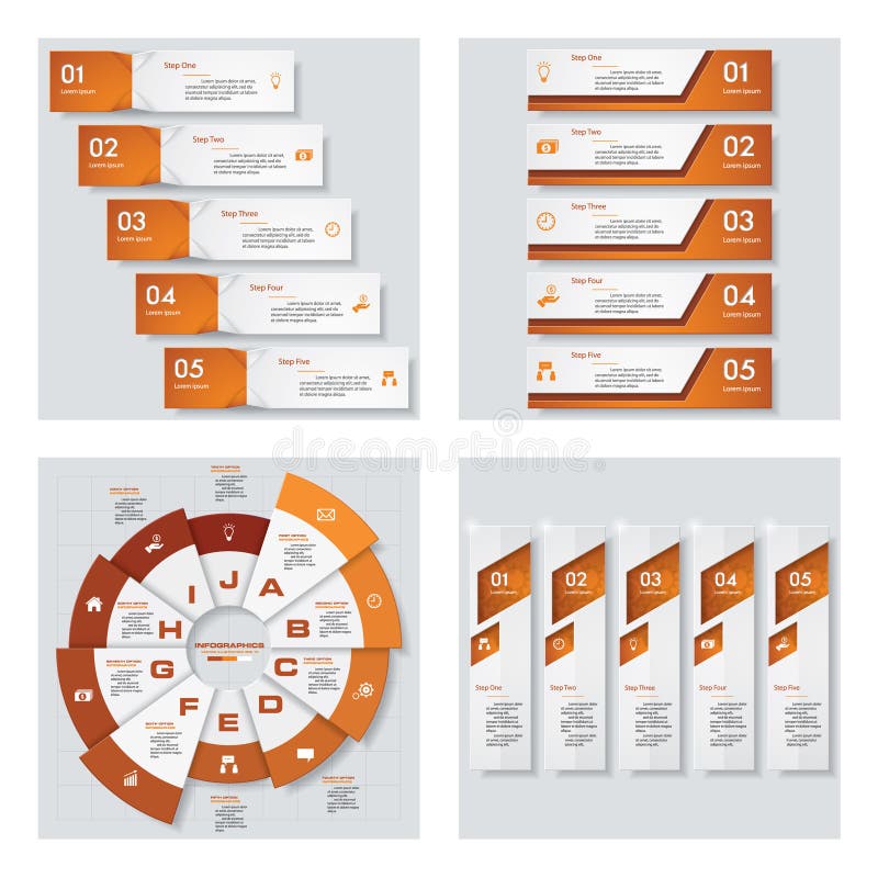 Collection of 4 Orange Color Template Graphic or Website Layout. Vector ...