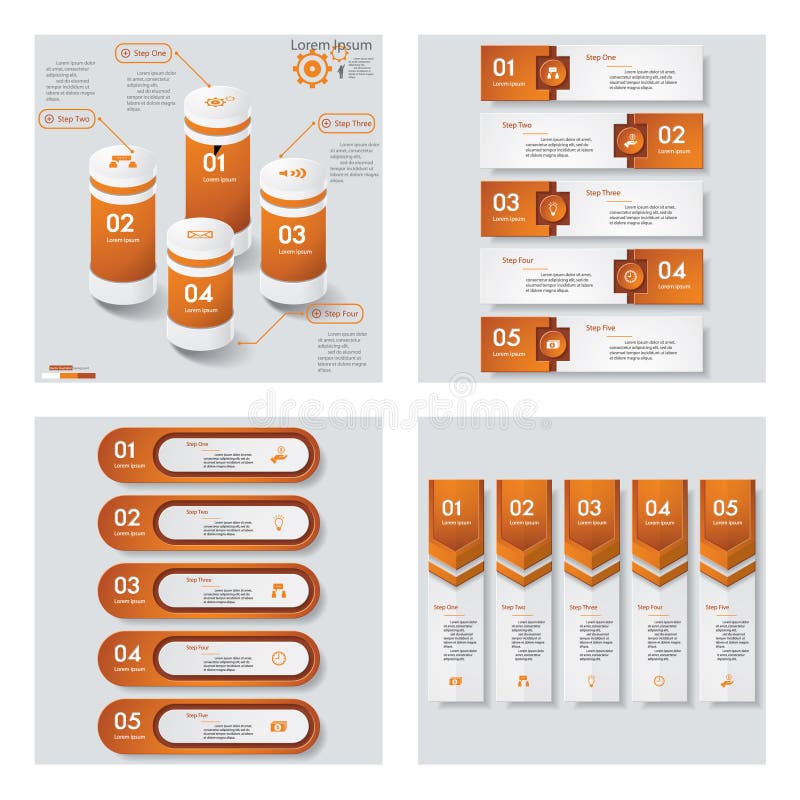 Collection of 4 Orange Color Template Graphic or Website Layout. Vector ...