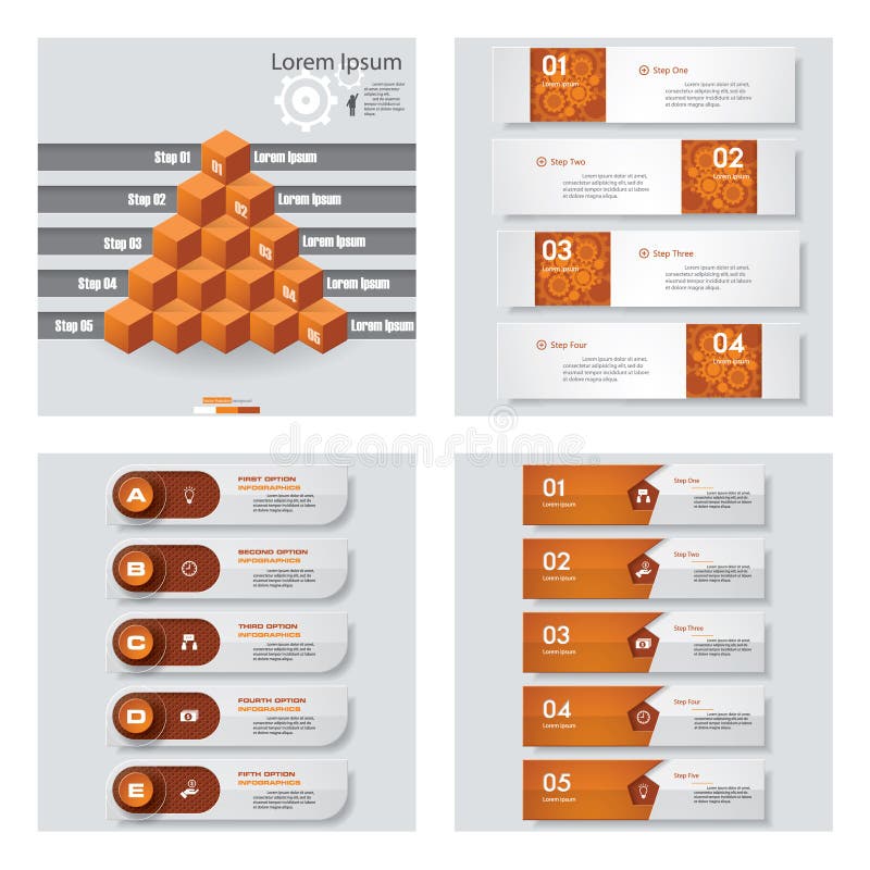 Collection of 4 Orange Color Template Graphic or Website Layout. Vector ...