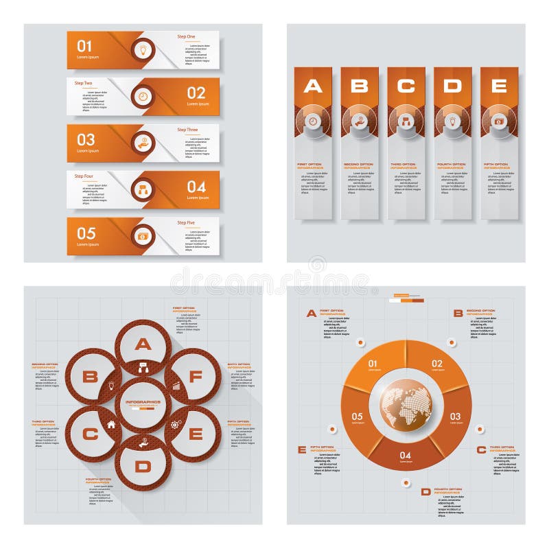 Collection of 4 Orange Color Template/graphic or Website Layout. Vector ...