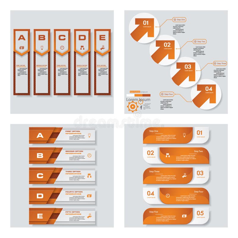 Collection of 4 Orange Color Template/graphic or Website Layout. Vector ...