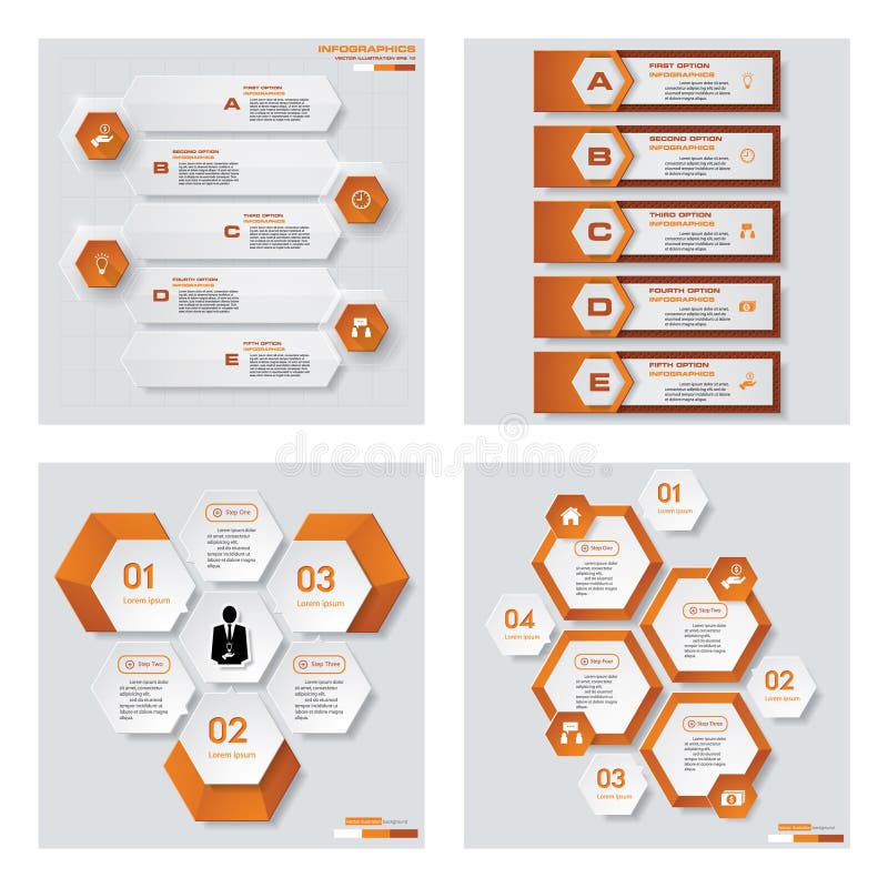 Collection of 4 Orange Color Template/graphic or Website Layout. Vector ...