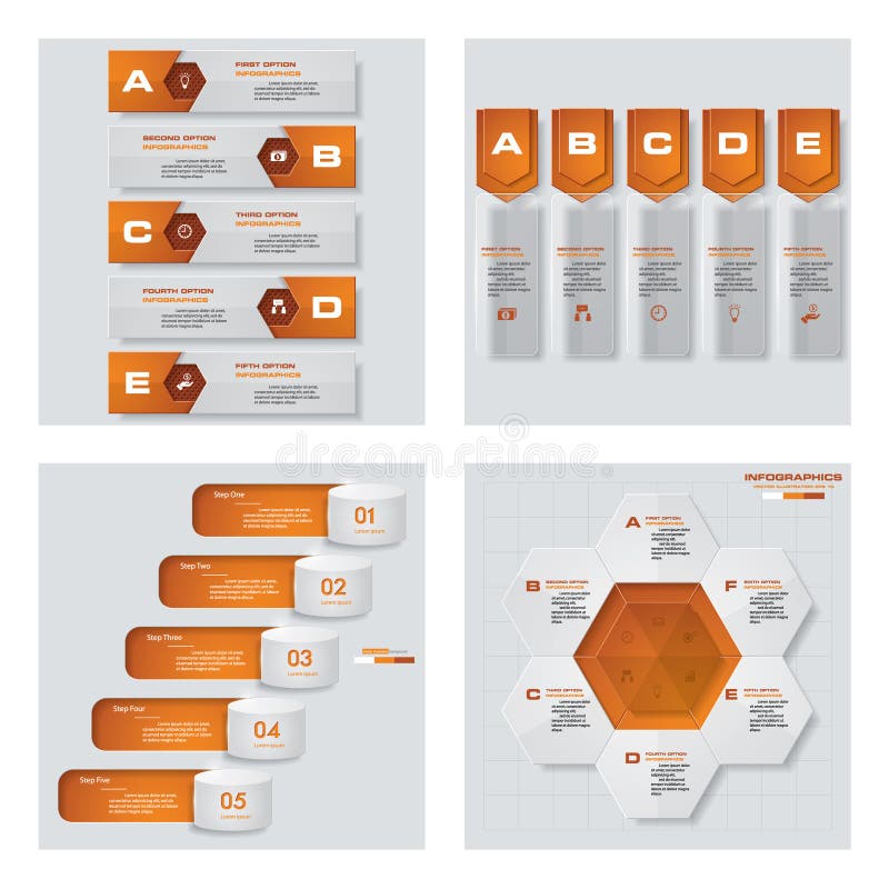 Collection of 4 Orange Color Template/graphic or Website Layout. Vector ...