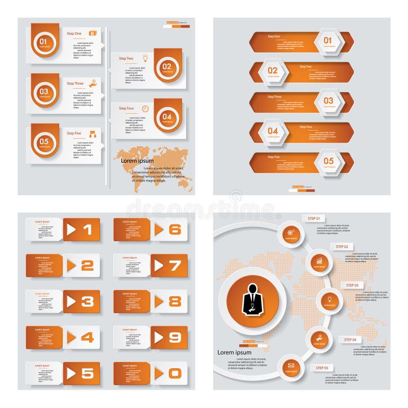Collection of 4 Orange Color Template/graphic or Website Layout. Vector ...
