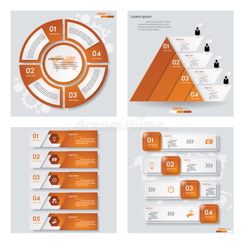 Collection of 4 Orange Color Template/graphic or Website Layout. Vector ...