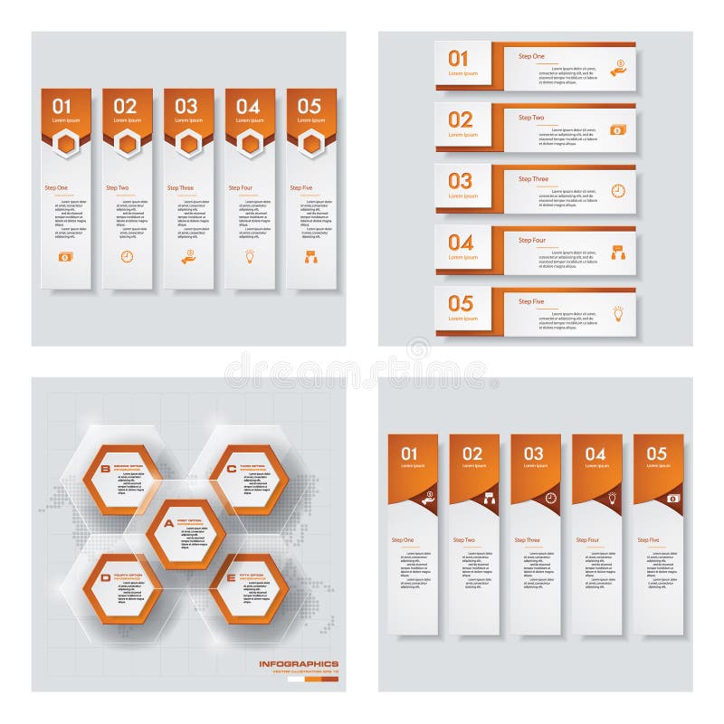 Collection of 4 Orange Color Template/graphic or Website Layout. Vector ...