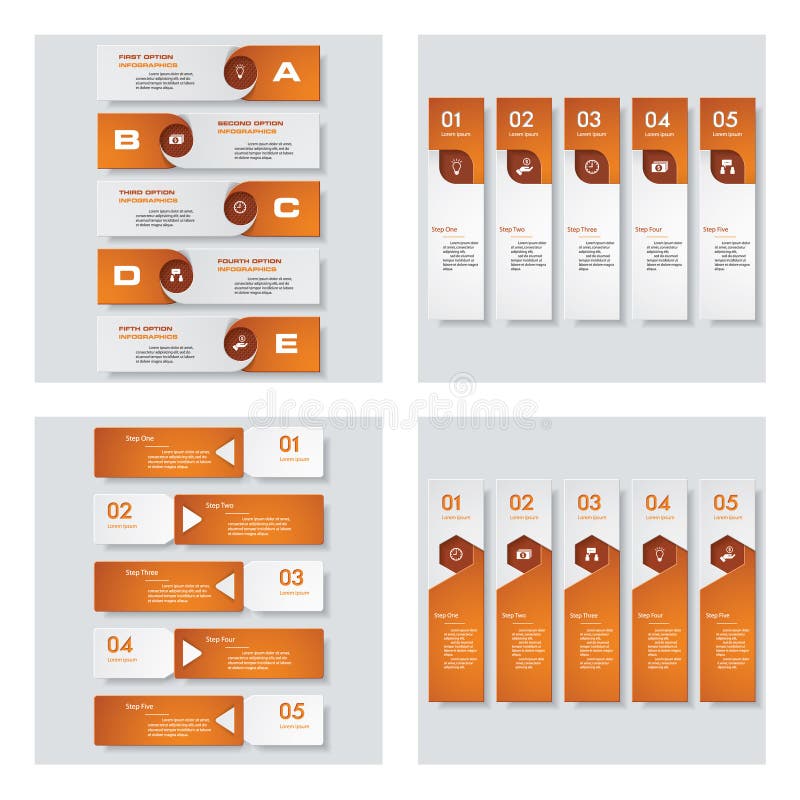 Collection of 4 Orange Color Template/graphic or Website Layout. Vector ...